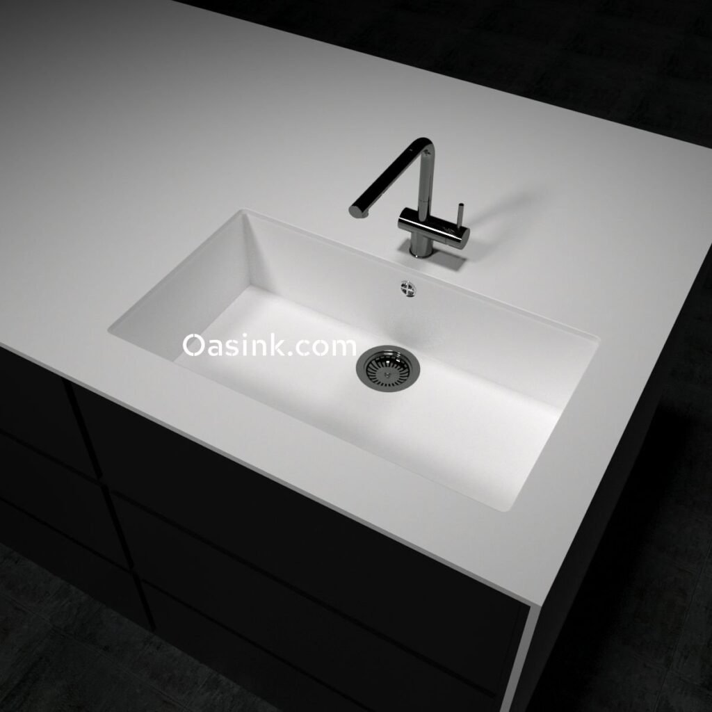 Silestone Iconic White | Sa Caleta Sink - Oasink integrated sinks.